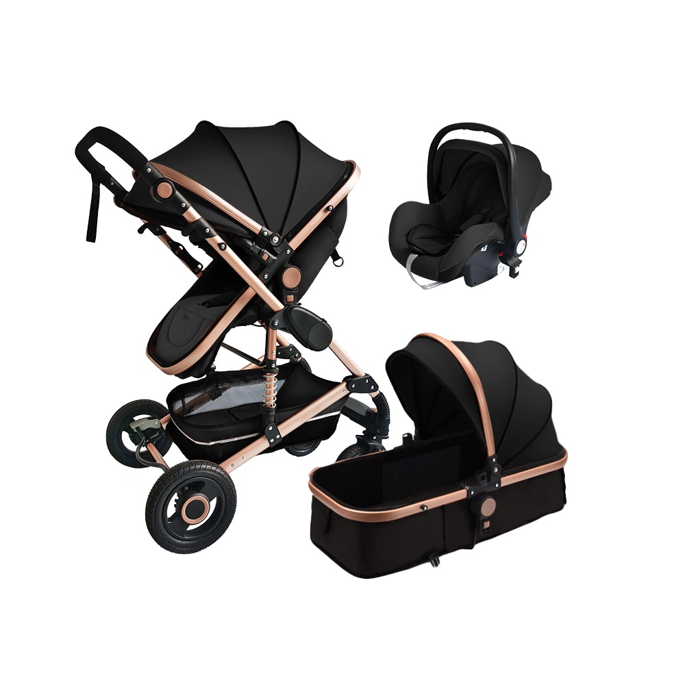 Carucior copii 3 in 1, cu scaun auto Negru - eMAG.ro