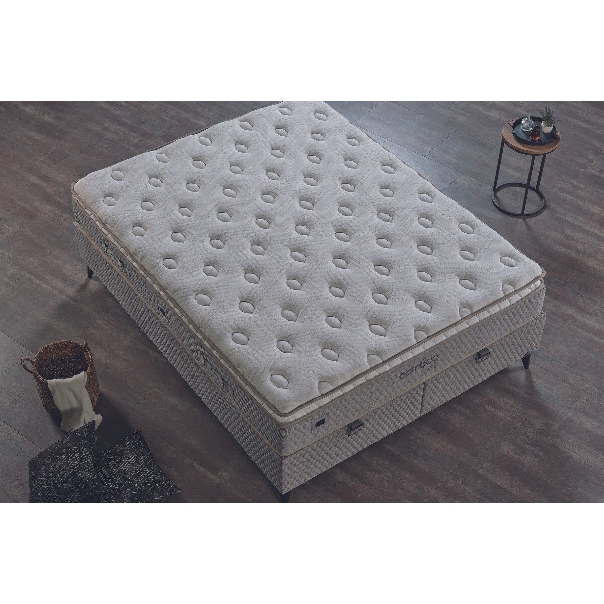 Saltea Bamboo Leaf cu arcuri Pocket, tesasura din fibre naturale de ...