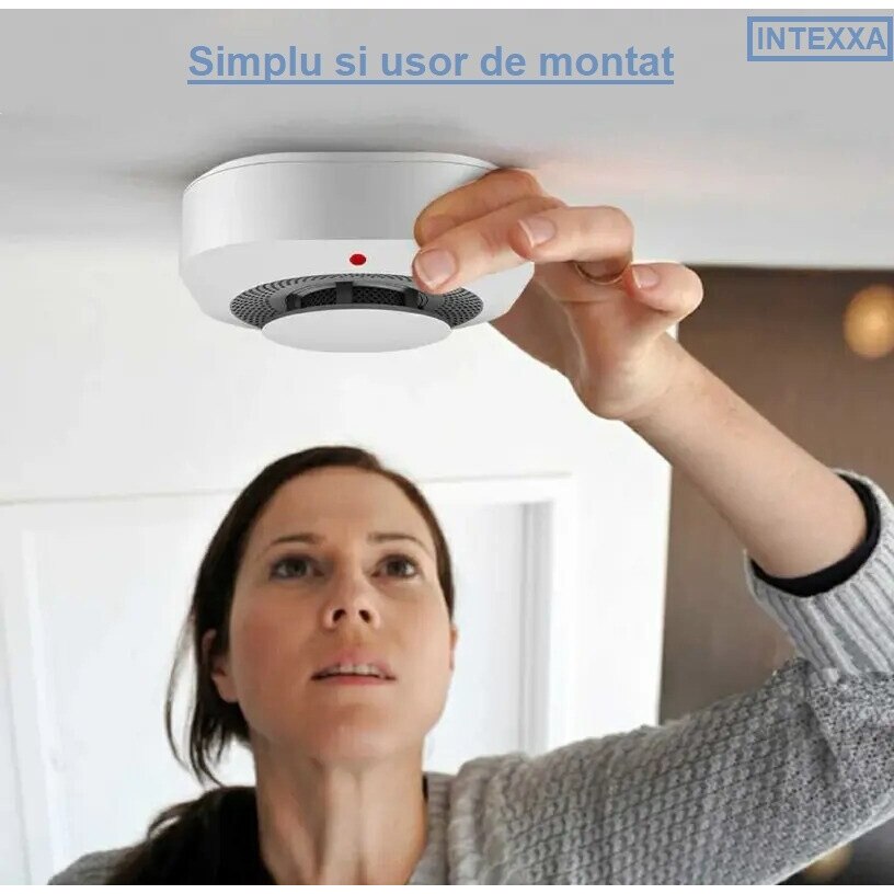 Detector Fum INTEXXA®, Senzor electrochimic, Conectare Wireless 433Mhz ...