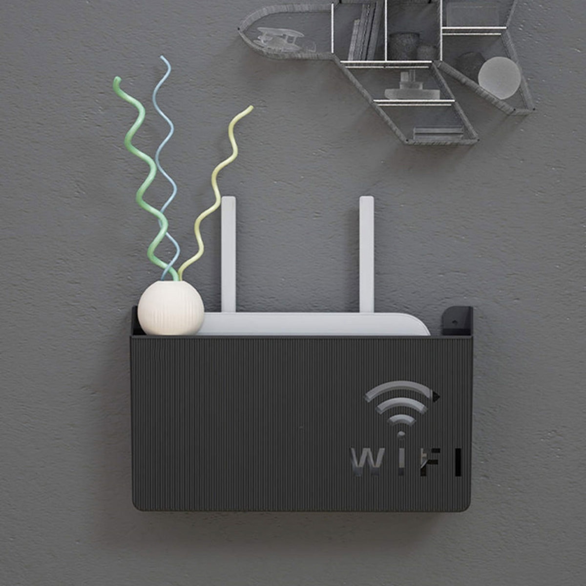 Raft de perete de tip masca pentru router wi-fi, Cracos, montare cu ...