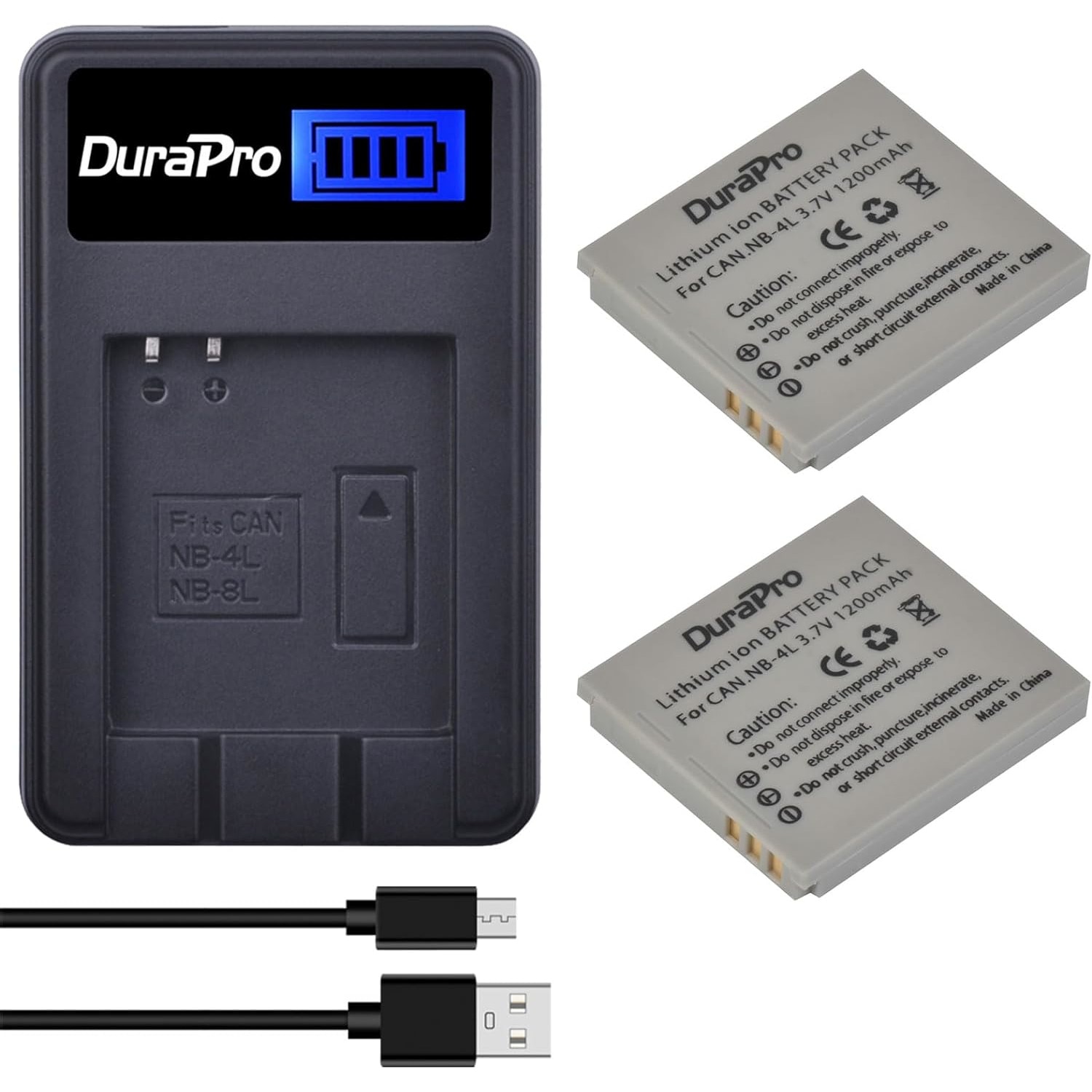 Set 2 acumulatori NB-4L 1200 mAh cu incarcator LCD USB pentru Canon ...