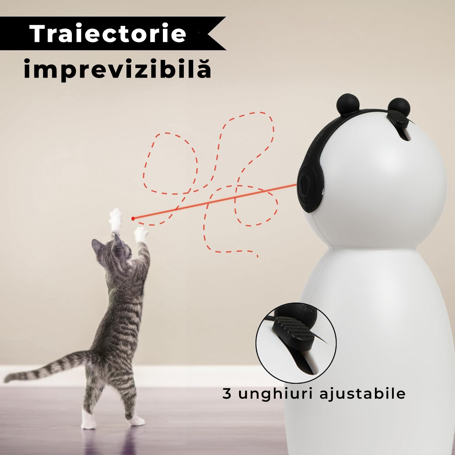 Jucarie Automata cu Laser pentru Pisici, MONDESA®, 3 Moduri de Viteza ...
