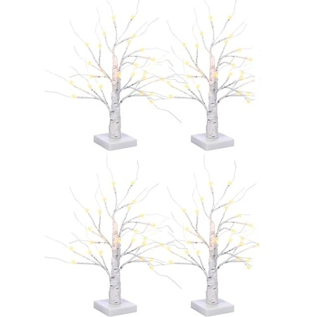 Set de 4 pomi decorativi cu lumini LED, 60 cm inaltime, Alb - eMAG.ro