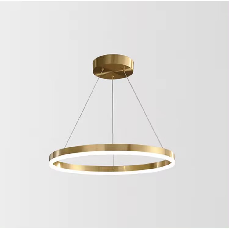 Lustra LED Minimalist Ring, 80W, 40cm, Auriu, telecomanda, lumina rece ...