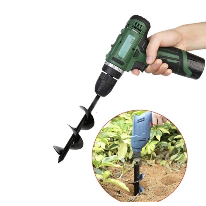 Burghiu de pamant, plantat flori, forma spiralata, pentru bormasina, 45 ...