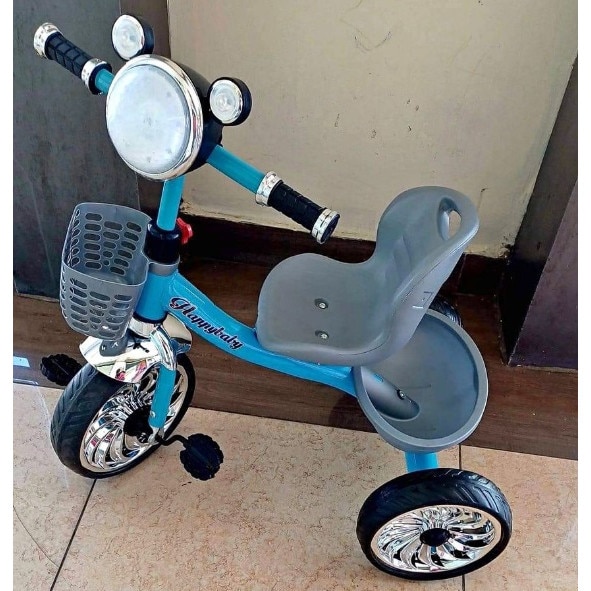 Tricicleta baby cu trei roti pentru copii 3-5 ani albastra -Concept E ...