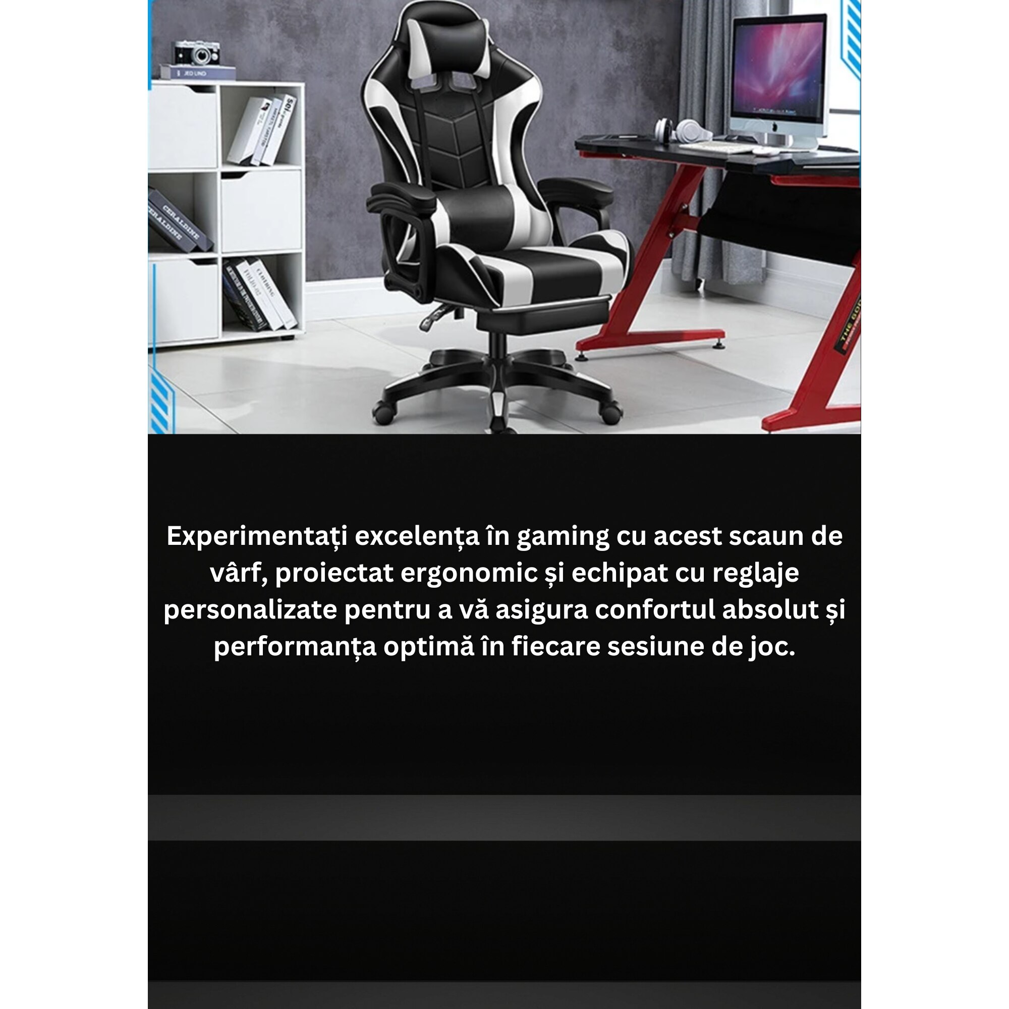 Scaun Gaming, cu Suport pentru Picioare, umplut cu un Burete Dublu ...