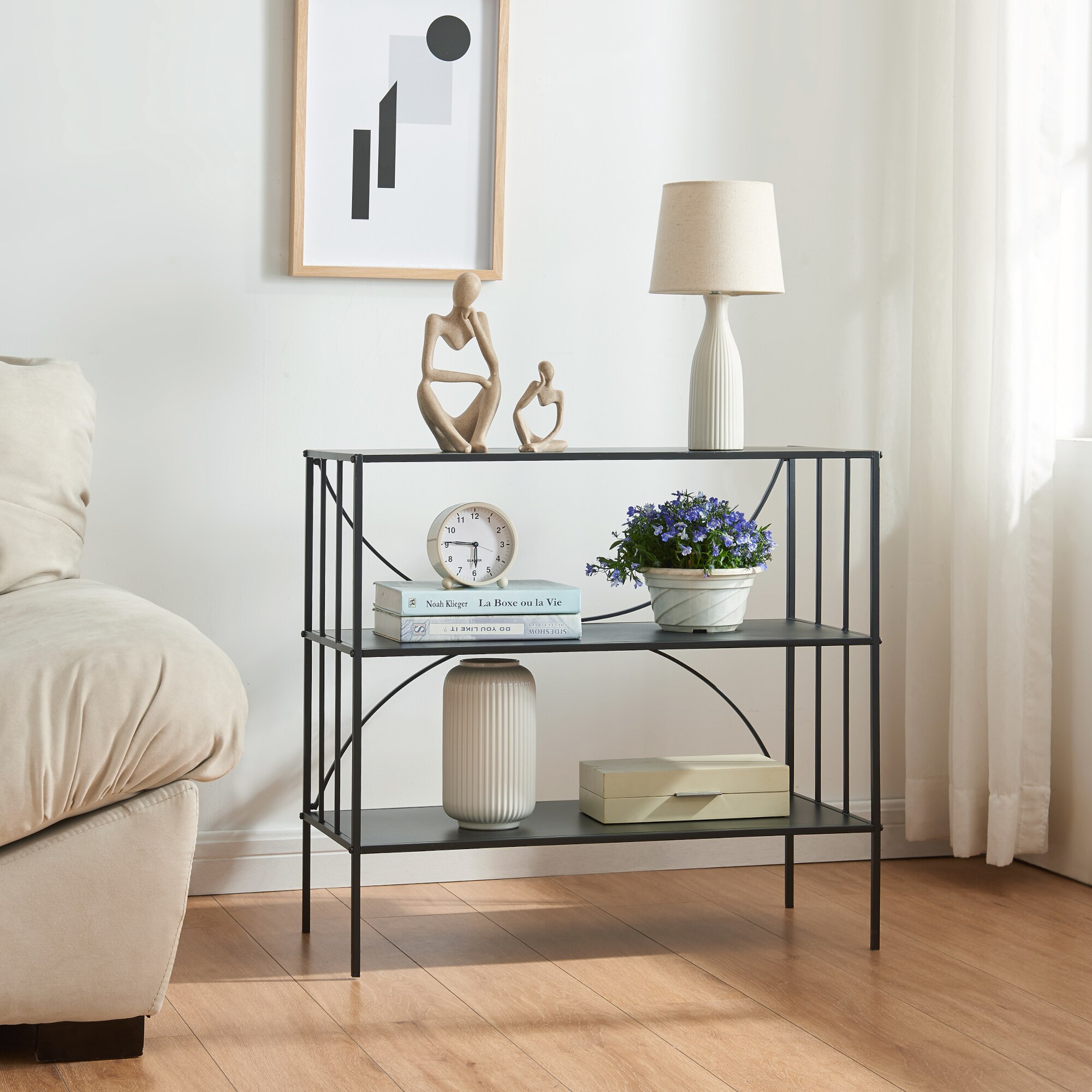 Masa consola, en.casa, PXFF-0206 Baarn, 65, 5 x 70 x 32 cm, otel, negru ...