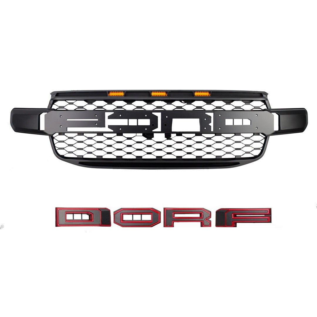 Grila radiator Raptor Style negru mat cu contur rosu si leduri ...