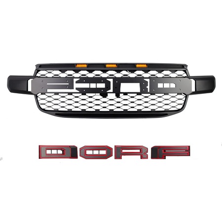 Grila radiator Raptor Style negru mat cu contur rosu si leduri ...