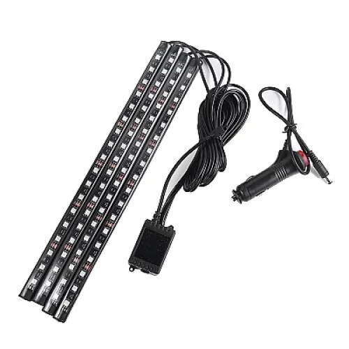 Kit iluminare ambientala auto cu benzi LED RGB, 4 benzi, 48 leduri ...
