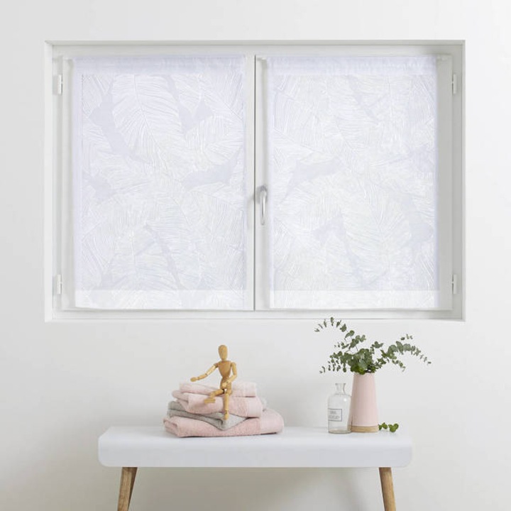 Set 2 perdele scurte, efect de in, 100% poliester, 60 x 90 cm - eMAG.ro