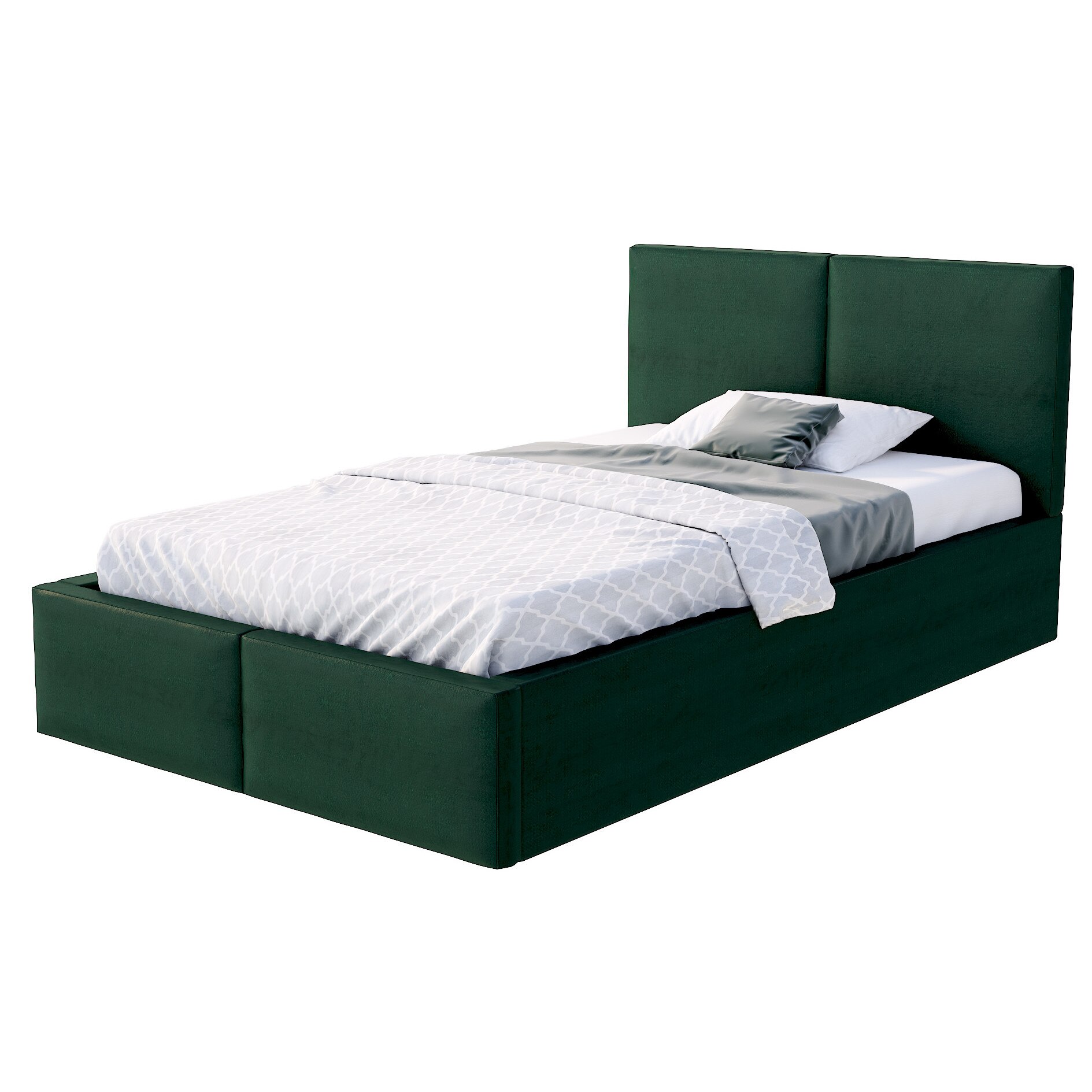 Pat tapitat cu somiera rabatabila, Spijzdrowo, AMBER, 120x200 cm, verde ...