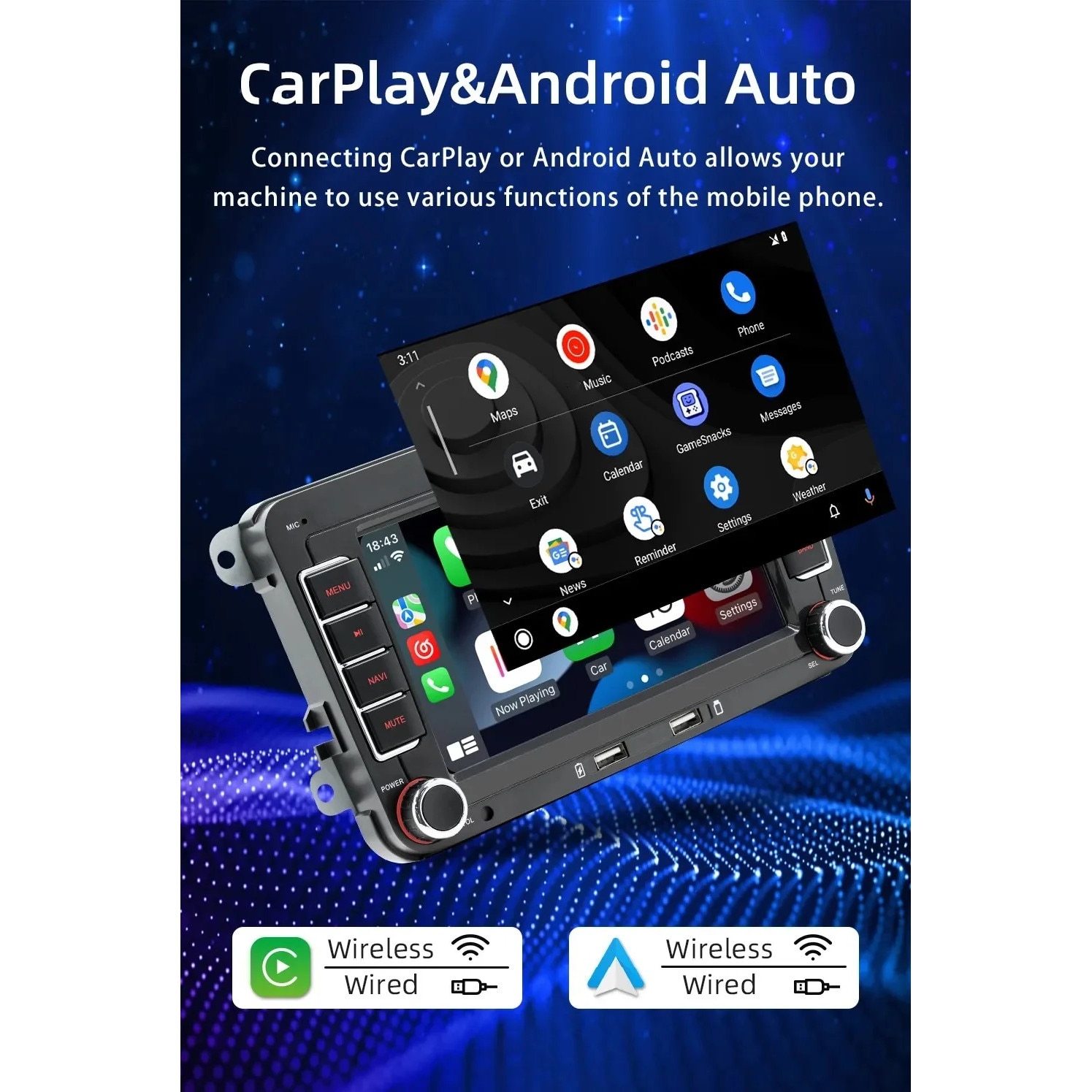 Ilike 7" Android Carplay Car Radio за Volkswagen Golf Polo Jetta Passat ...