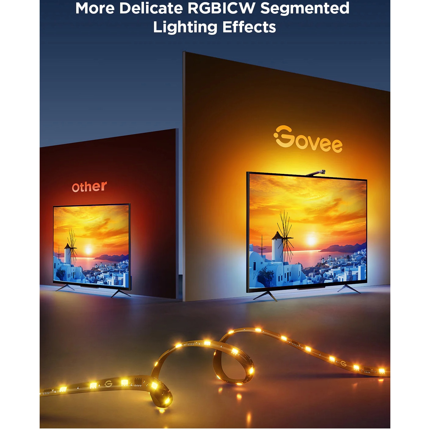 Banda LED inteligenta pentru TV Govee TV Backlight 3 Lite H6099, Wi-Fi ...