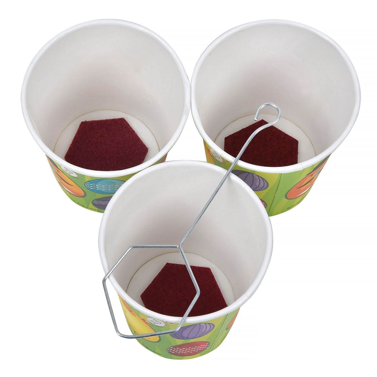 Set de vopsit oua rosii de Paste Shopiens®, cu 3 pahare cu baza ...