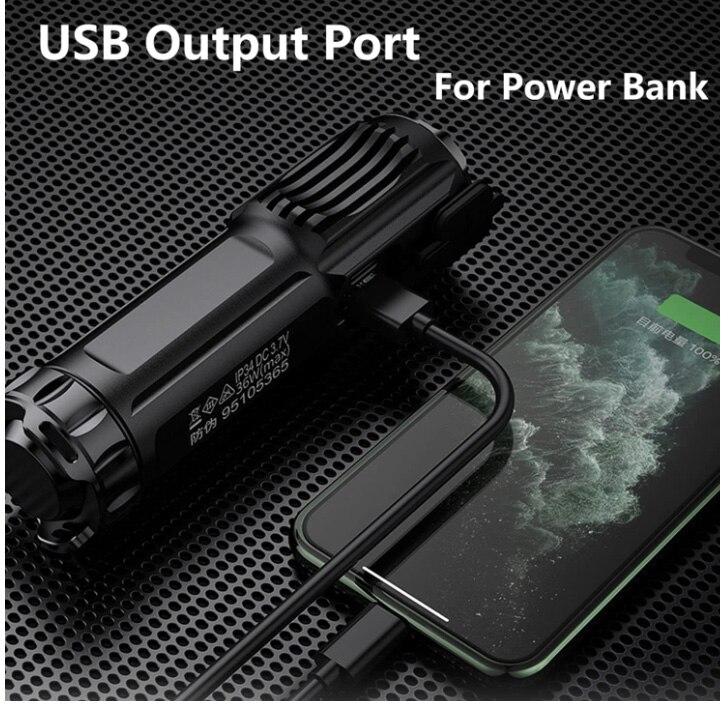 Lanterna LED Superfire F15, 36W, 2000 lm, 300m, acumulator 3700 mAh ...
