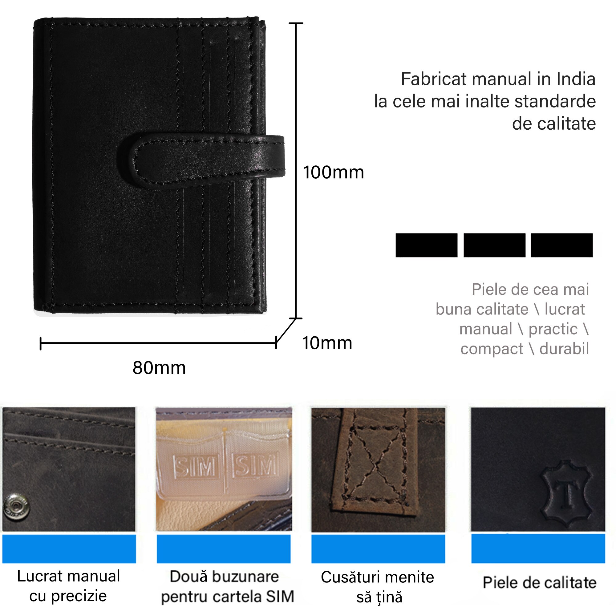 Portofel Port-Card - Lucrat manual din piele naturala de vaca ...