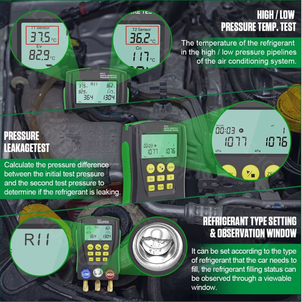 Set manifold digital, trusa, manometru presiune freon, furtunuri ...