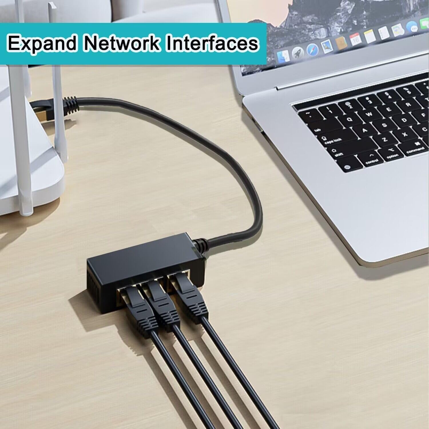 Cablu splitter Ethernet, JENUOS®, 3in1, RJ45, Cat 5/Cat 6, Negru - eMAG.ro