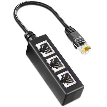 Cablu splitter Ethernet, JENUOS®, 3in1, RJ45, Cat 5/Cat 6, Negru - eMAG.ro