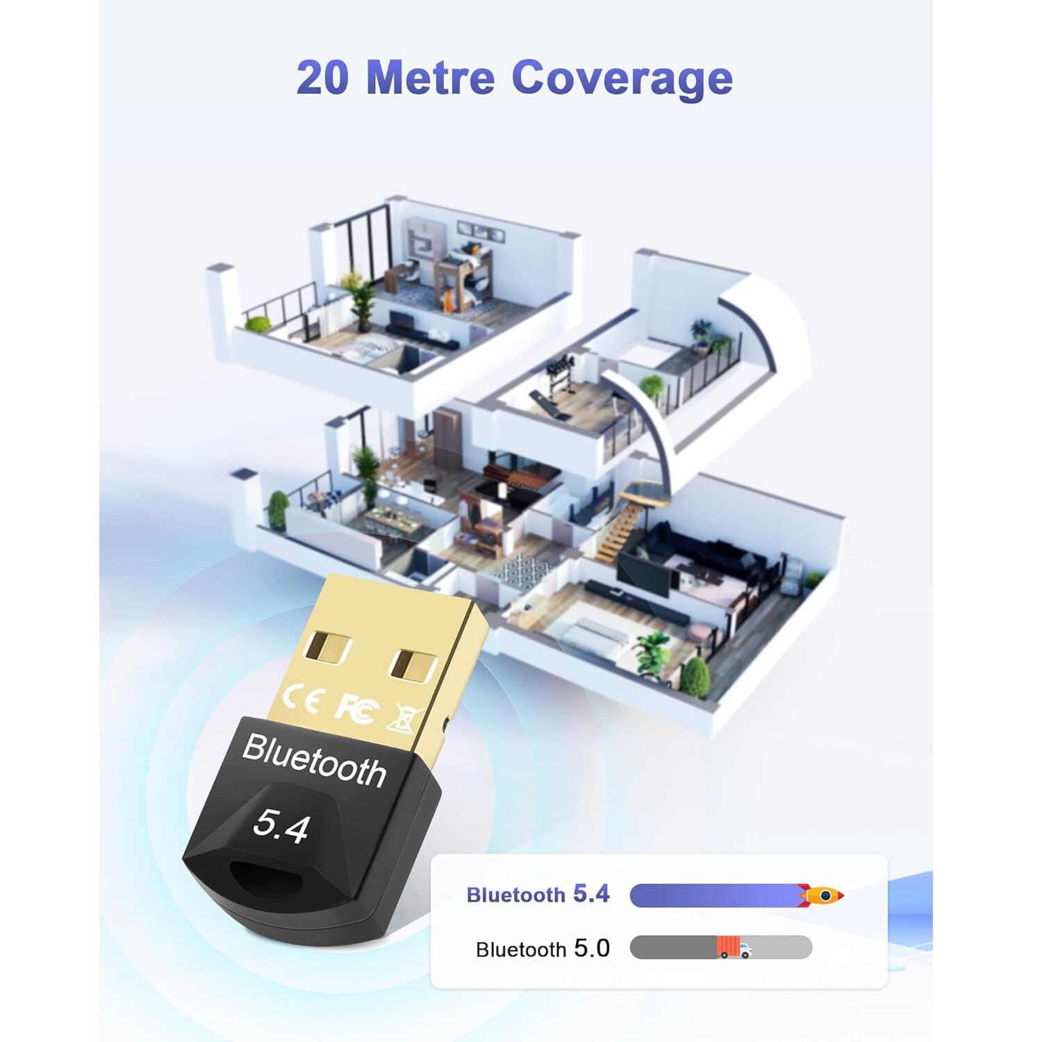 Adaptor wireless Bluetooth 5.4, JENUOS®, USB, Compatibil cu Dispozitive ...