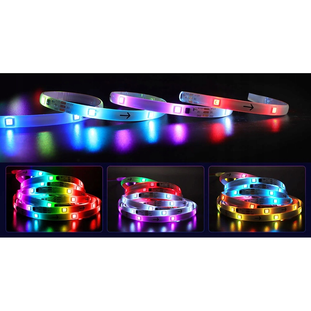 Kit Banda LED RGBIC, 5050+WS2812B, Bluetooth, Efect Curcubeu, Aplicatie ...