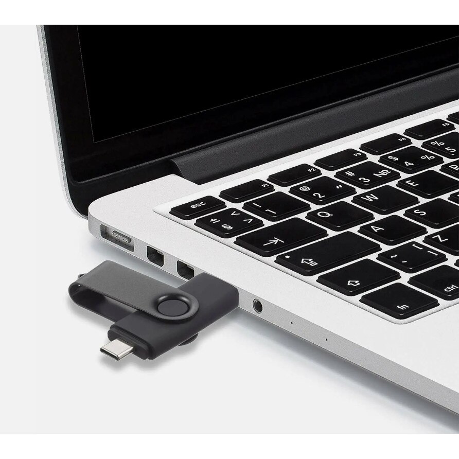 Stick Memorie, 128 GB, 2 IN 1, cu USB 2.0 si Type-C, din metal ...