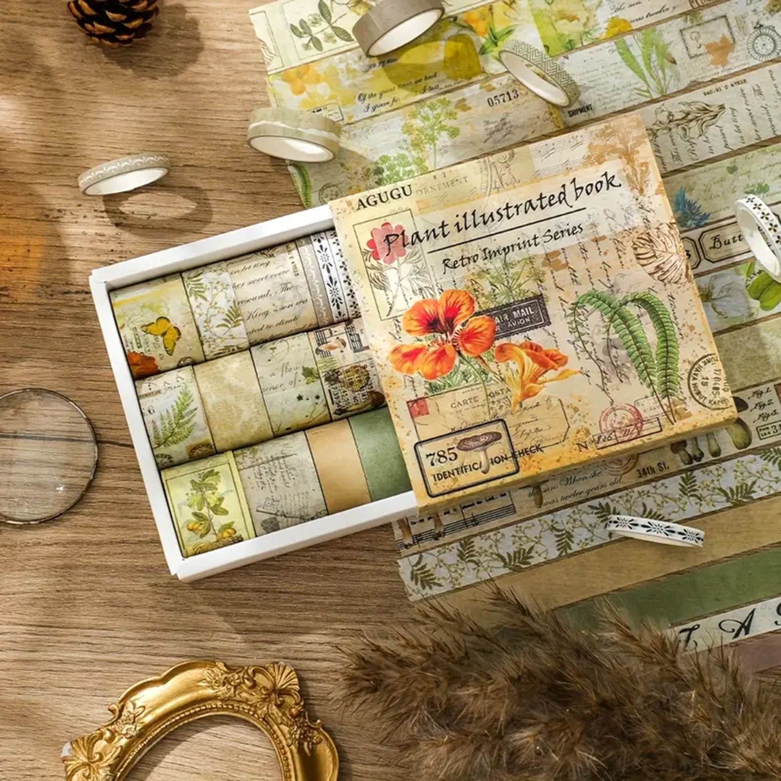 Set de 20 role banda adeziva washi, colectia modele cu plante ...