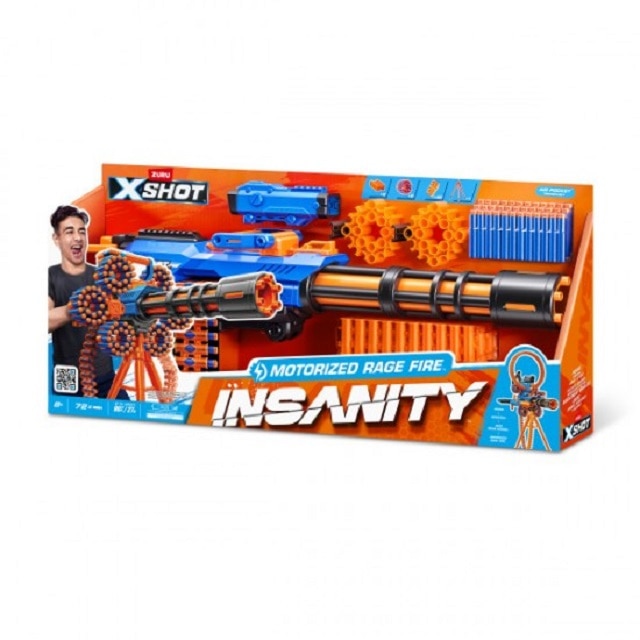 Arma de jucarie X−Shot Insanity Motorized Rage Fire 72 cartuse, Zuru ...