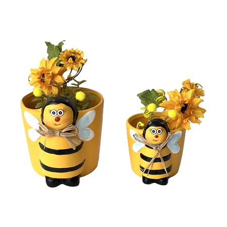 Set 2 vaze ceramica „Albinute”, cu decor floarea soarelui, galben - eMAG.ro