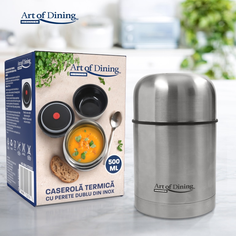 Caserola termica cu perete dublu Art of dining by Heinner, inox, 500 ml ...