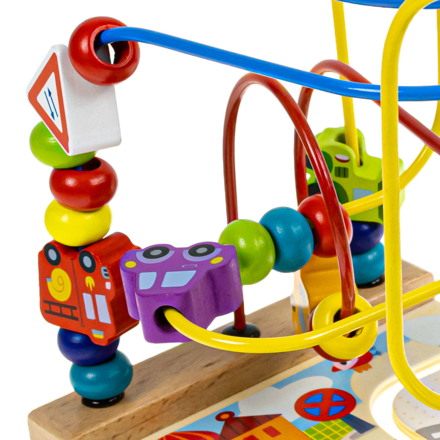 Labirint de jucarii motorii Montessori cu bile, masini si indicatoare ...