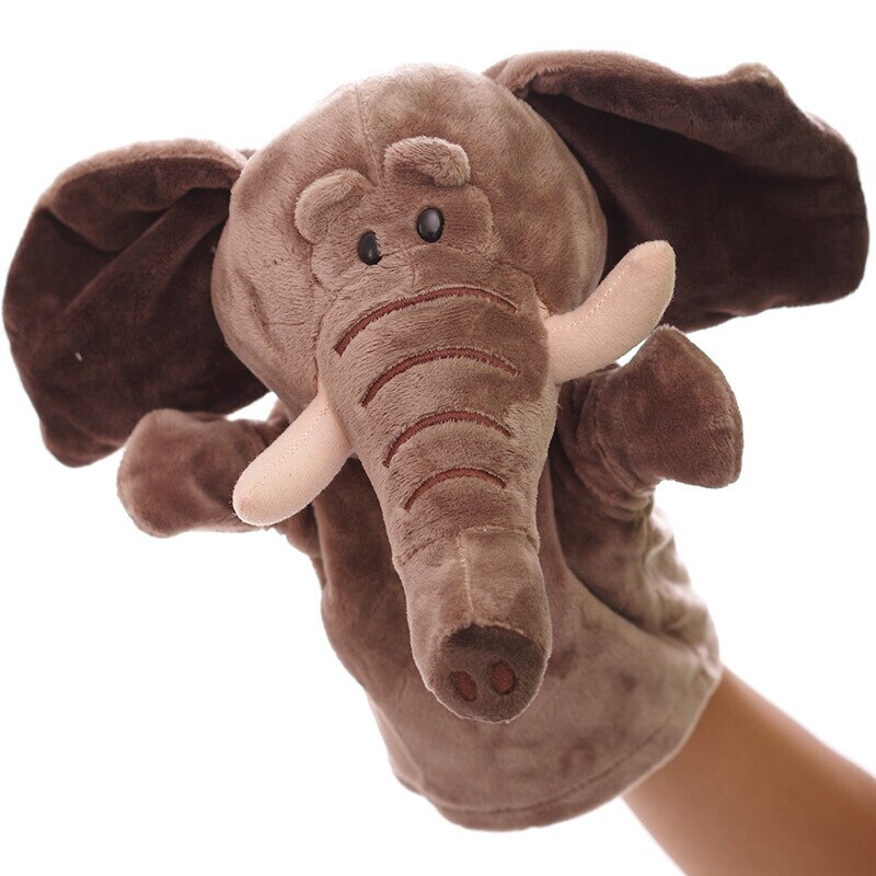 Papusa marioneta de mana, elefant pui, din plus, pentru jocuri de rol ...