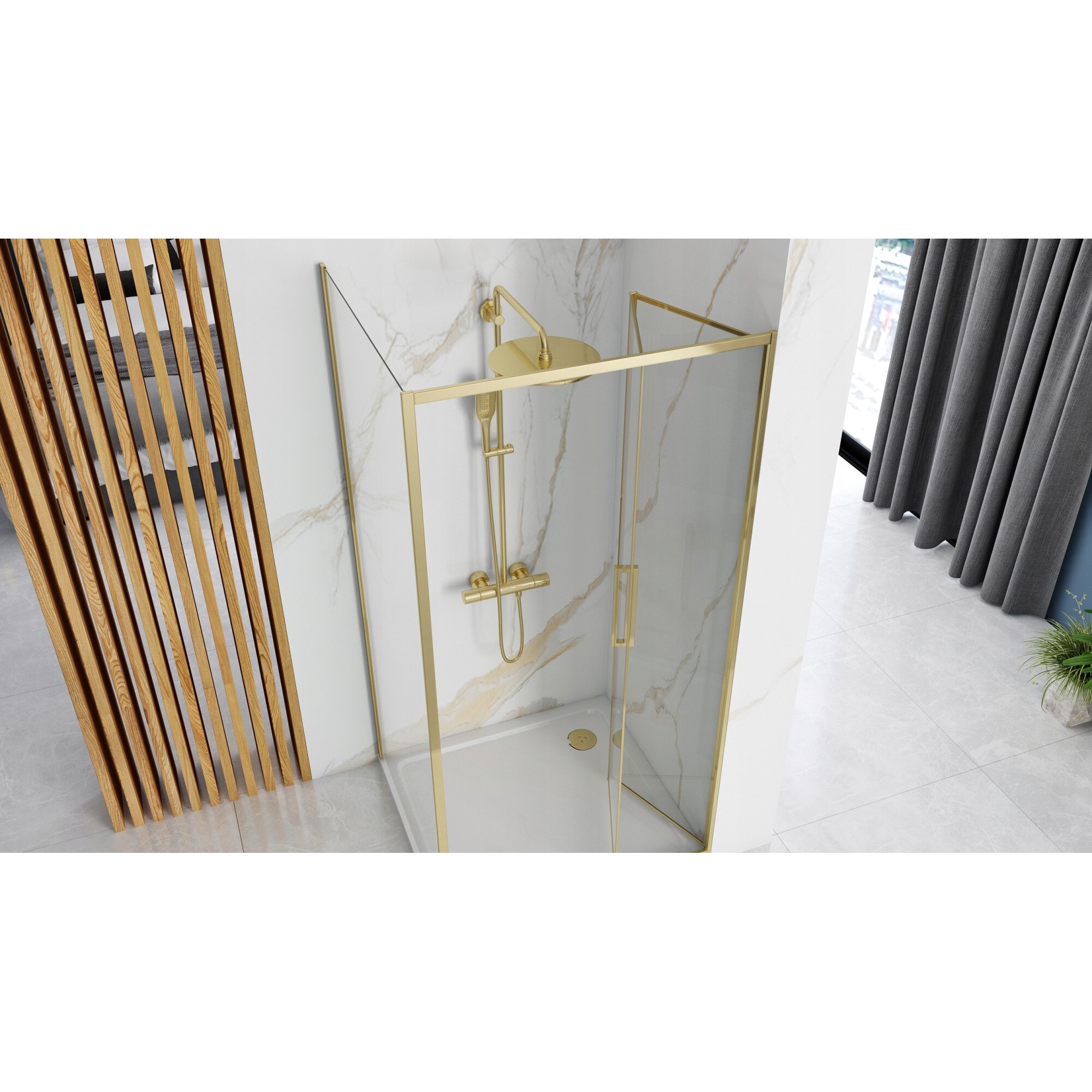 Cabina de dus Rea de colt Rapid FOLD Folding 90x90 Gold - eMAG.ro