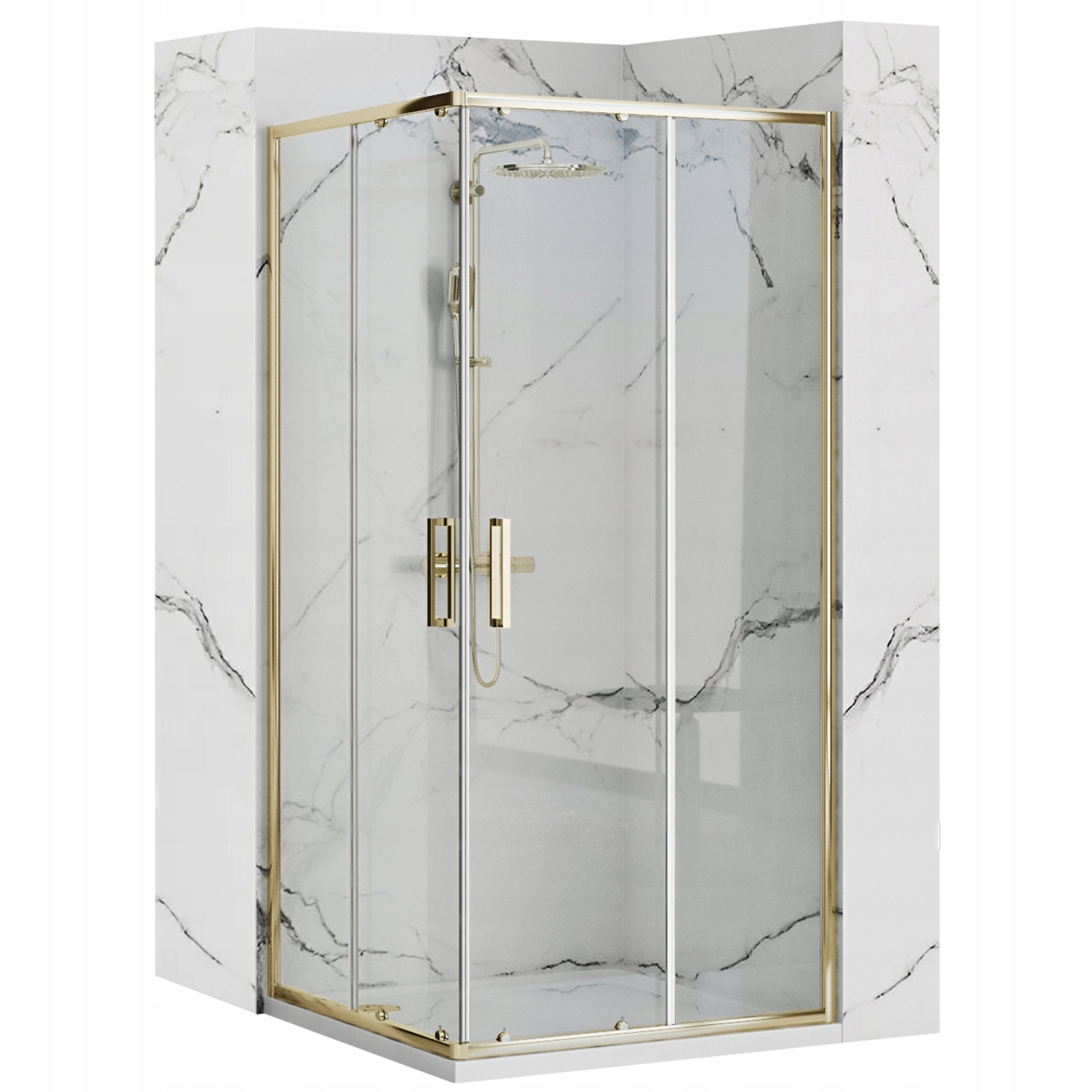 Cabina de dus Rea culisanta PUNTO GOLD 90x90 Gold 5mm sticla - eMAG.ro