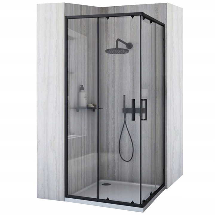 Set Cabina de dus Rea de colt 90x90 CITY BLACK + tava de dus BLACK ...