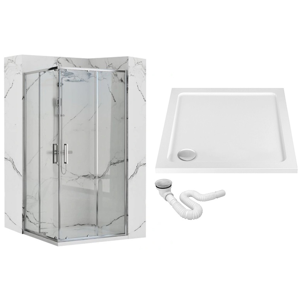 Set Cabina de dus Rea PUNTO Chrome + Tava de dus Savoy 90x90 - eMAG.ro
