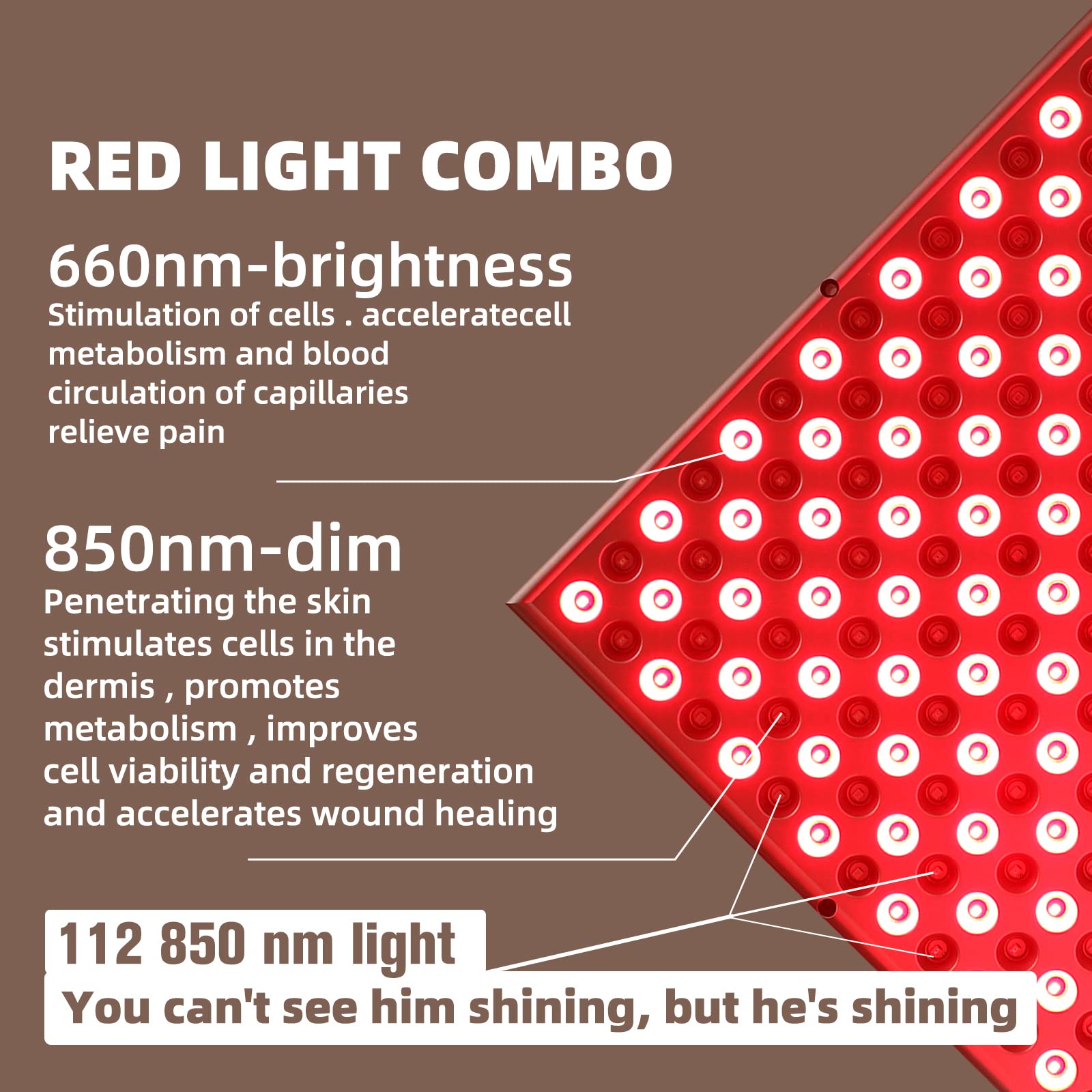 Terapia cu lumina rosie 45W 225 LED-uri Dispozitiv de terapie cu panou ...