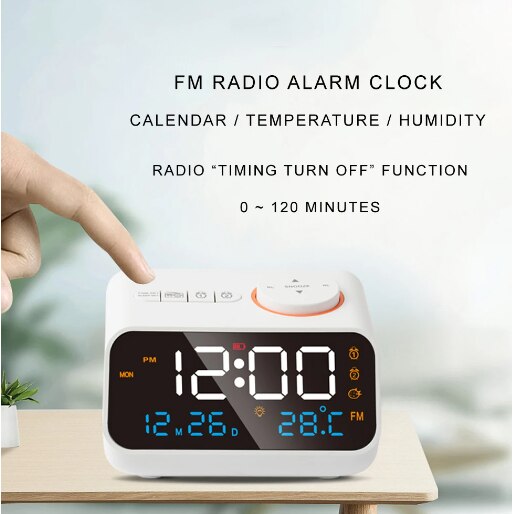 Ceas desteptator cu LED, radio FM, ecran comanda vocala, afisare ...