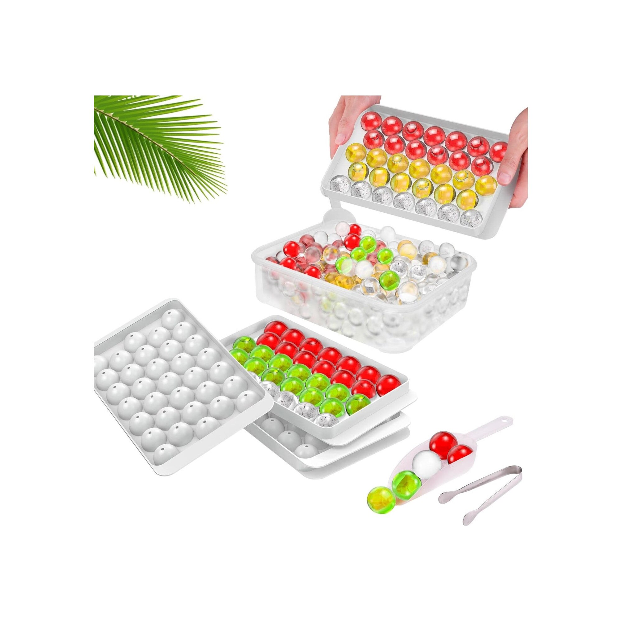 Set 2 forme din plastic pentru cuburi de gheata, cu caserola pentru ...