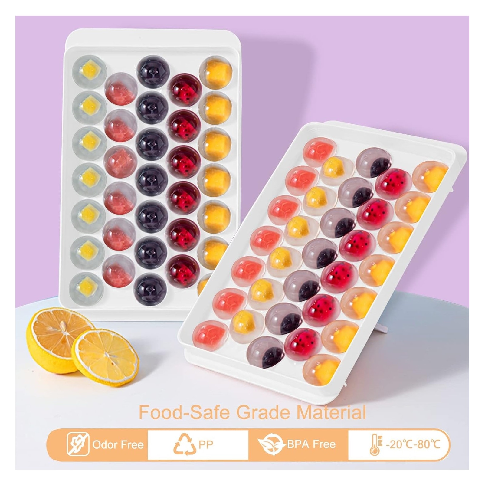 Set 2 forme din plastic pentru cuburi de gheata, cu caserola pentru ...