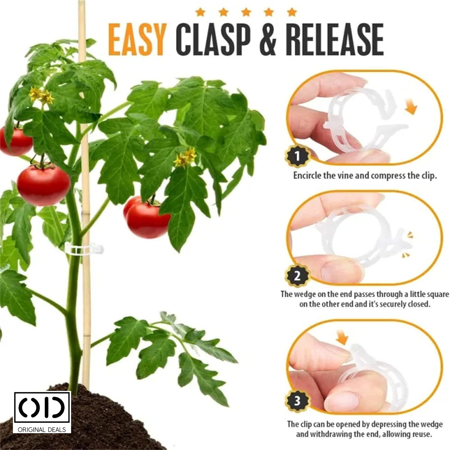 Clips pentru Prins si Legat Lastari de Plante, pentru Rosii, Castraveti ...