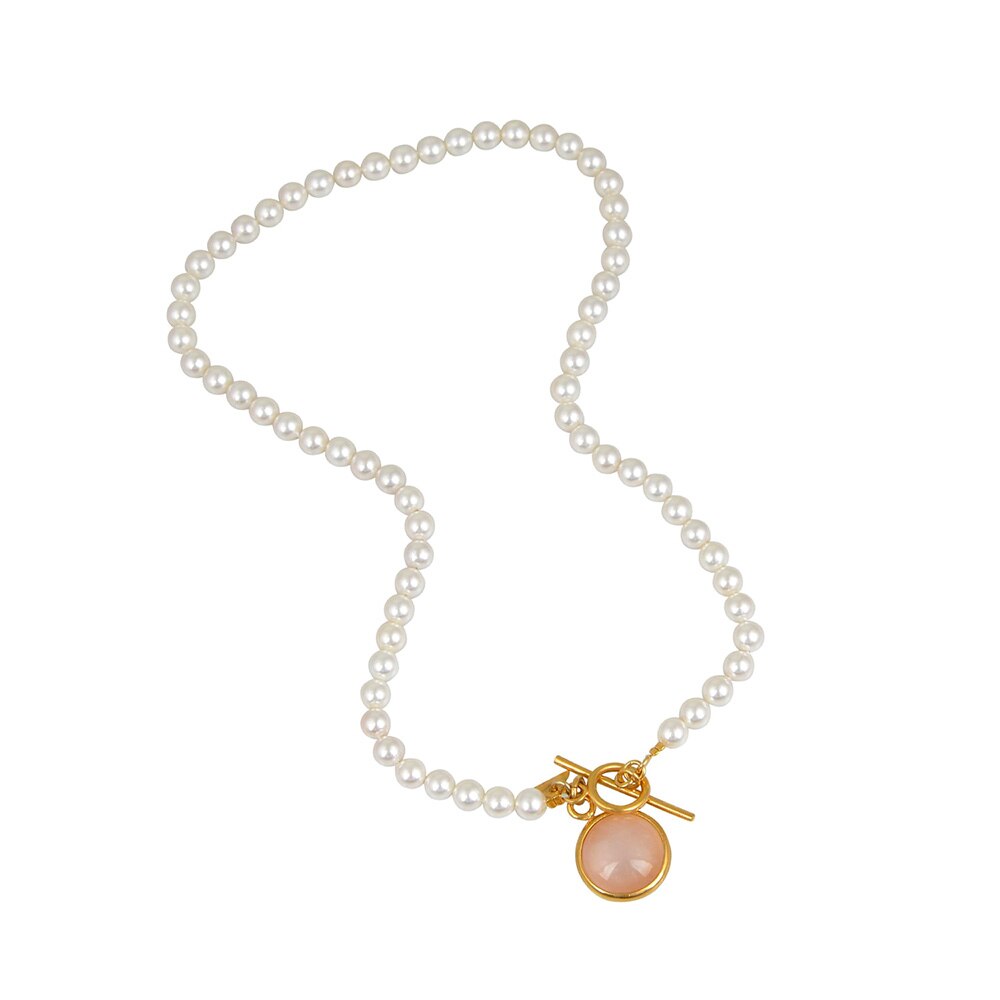 Colier de perle Rosalie, Max Dilon, perle de apa dulce, cuart roz ...