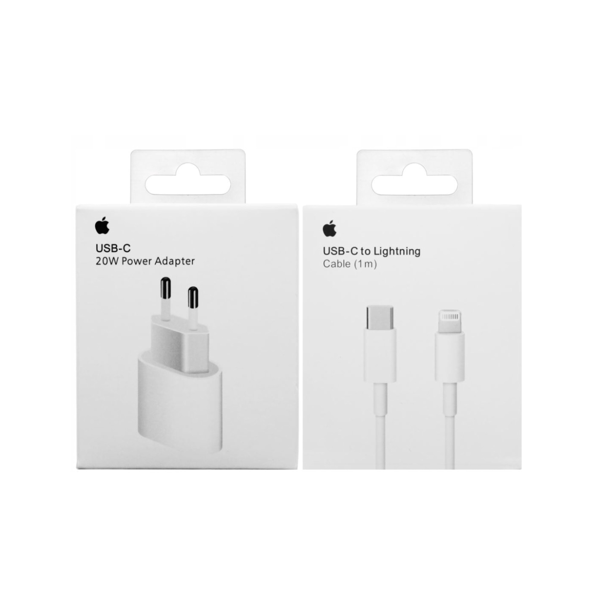 Set incarcator retea si cablu, iPhone, USB C-Lightning, 1 m, 20 W, Alb ...