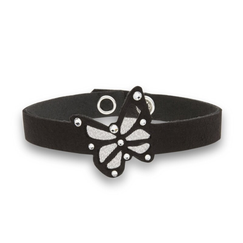 Bratara dama, Spark, Cristale/Textil, 18.5cm, Negru - eMAG.ro