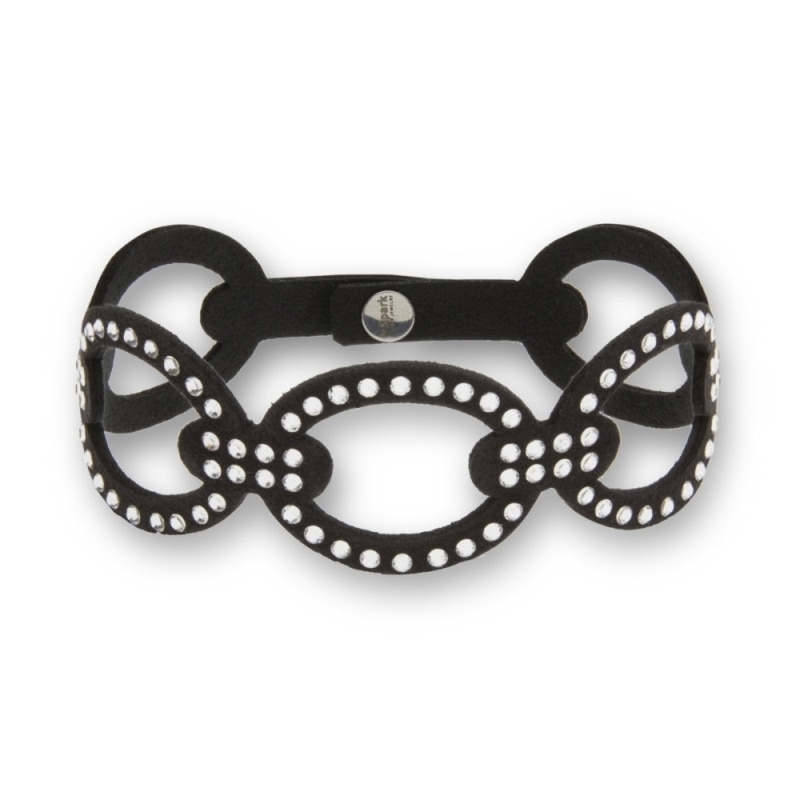 Bratara dama, Spark, Cristale/Textil, 17cm, Negru - eMAG.ro