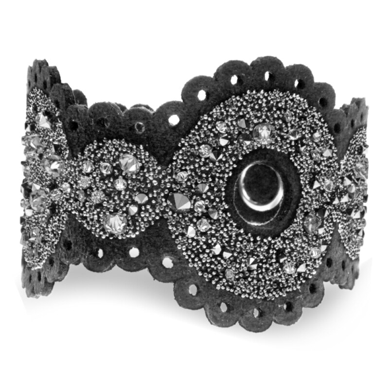Bratara dama, Spark, Cristale/Textil, 18.5cm, Negru - eMAG.ro