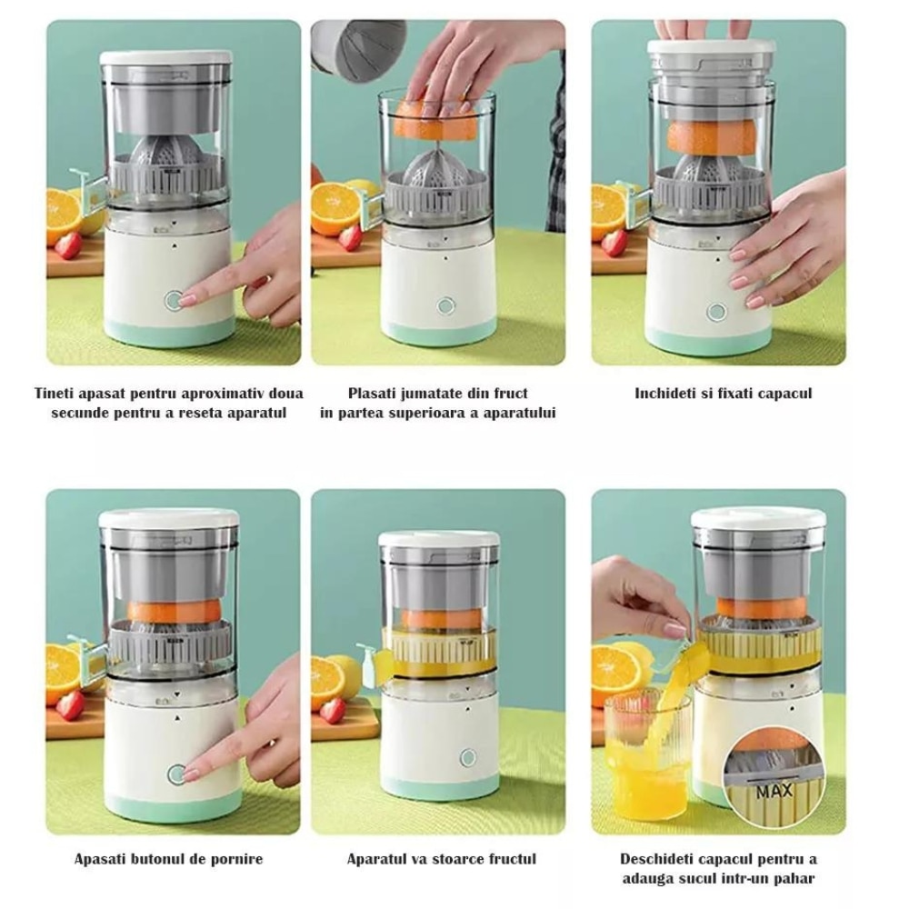 Storcator electric portabil pentru fructe, incarcare USB, 45W - eMAG.ro