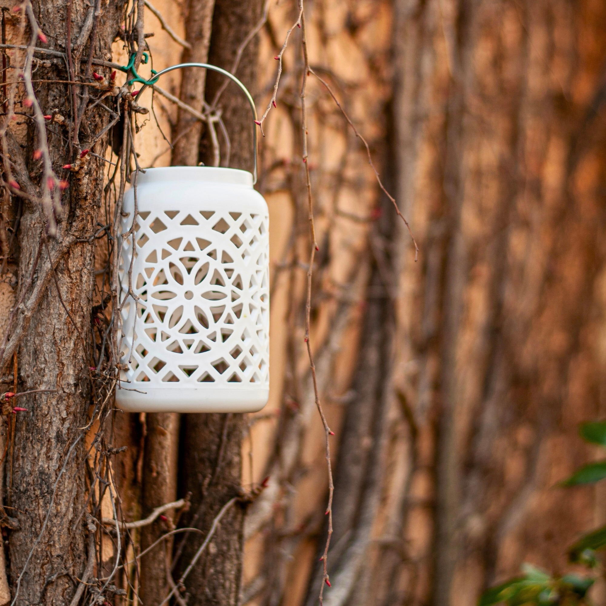 Felinar decorativ solar, LED, pentru exterior, 12x12x18.5cm, alb - eMAG.ro